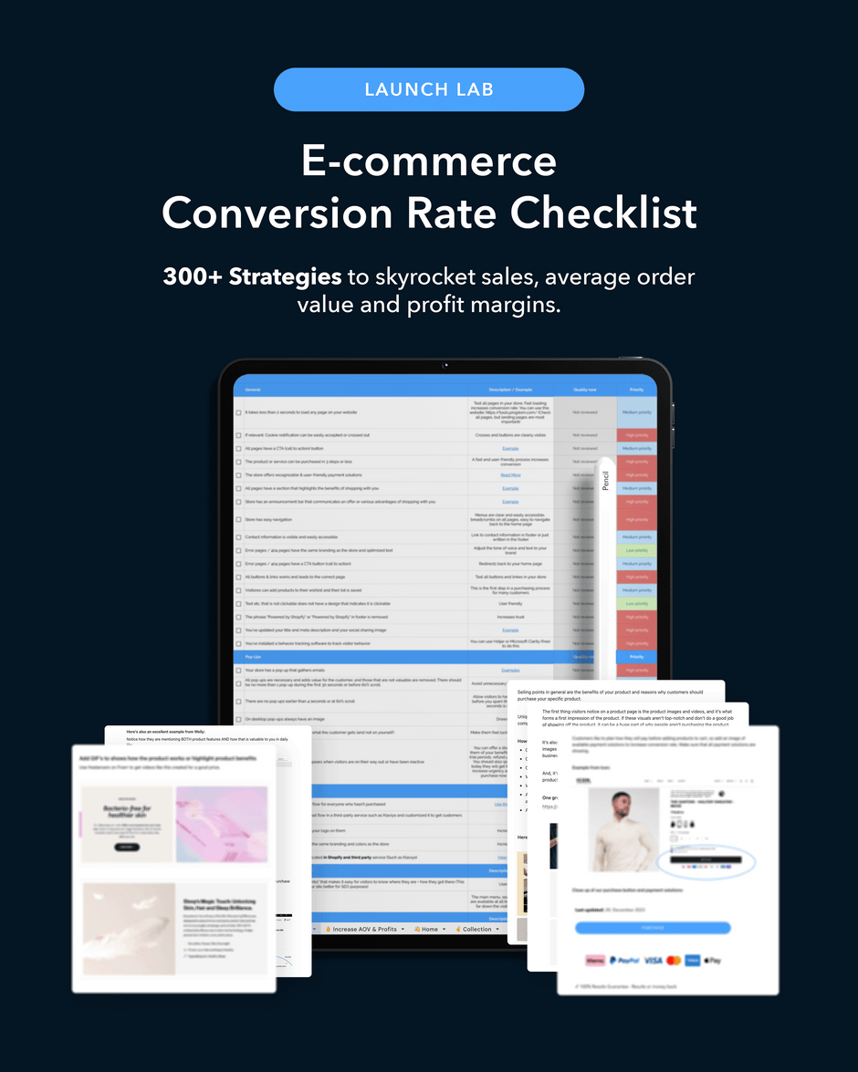 E-commerce Sales and Conversion Rate Checklist